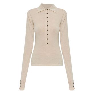 Jacquemus Merino Langarm Poloshirt - - Tops - Damen - Beige - 2XS