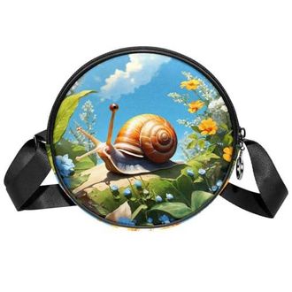 Generic Sac &agrave; bandouli&egrave;re rond pour femme, petit sac &agrave; bandouli&egrave;re avec fermeture &eacute;clair et bretelles r&eacute;glables style d&eacute;contract&eacute; pour femmes et filles