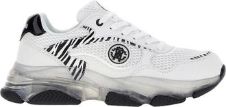 Roberto Cavalli Femme, Chaussures, Blanc, Taille: 35 EU Baskets &agrave; imprim&eacute; z&egrave;bre avec monogramme RC