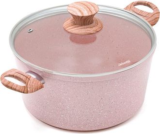 Bisetti Casserole « Stonerose » ø 24 cm avec couvercle en bois rose