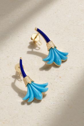 L'atelier Nawbar Big Flower Ohrringe Aus 18 Karat Gold Mit Mehreren Steinen