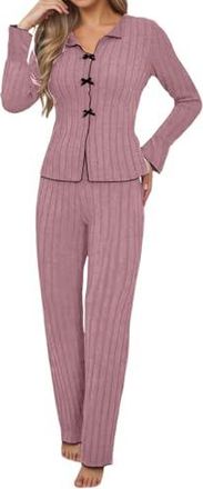Generic Ensemble de Pyjama &agrave; Manches Longues pour Femme, Tenue dhiver Confortable pour la Maison, Tenue d&eacute;contract&eacute;e Deux pi&egrave;ces pour lautomne et lhiver (XXL)