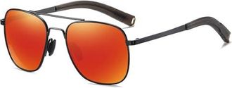 Generic Lunettes De Soleil Polaris&eacute;es En M&eacute;tal For Hommes, Monture Carr&eacute;e, &Agrave; La Mode, For Vacances, Conduite, Plein Air(Orange)
