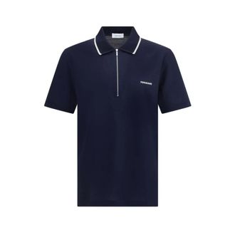 Ferragamo Polo-Shirt mit Kontrastkragen und Rei&szlig;verschluss - - Tops - Herren - Blau - S