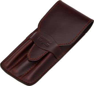 Mika 28057202 - Stifteetui aus Echt Leder/Sattelleder, Stiftetui für 3 Stifte und Schreibgeräte Aller Art, für Kugelschreiber und Füller, Schreibgeräteetui