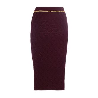 Elisabetta Franchi Femme, Jupes, Rouge, Taille: 36 FR Jupe en maille avec losanges et d&eacute;tails bijoux