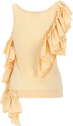 Dries Van Noten Cotton Ruffled Blouse - Yellow