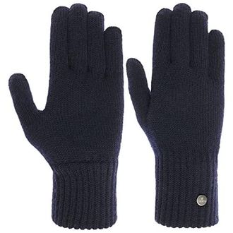 Lierys Gants pour Femme Merino - Made in Italy avec doigts en laine Hiver automne-hiver - L/XL bleu fonce