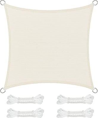 Songmics Sonnensegel 2 x 2 m, Sonnenschutz aus HDPE-Gewebe, luftdurchlässig, wasserdurchlässig, für Terrasse, Garten, Balkon, Camping, quadratisch, konkav, 2 m