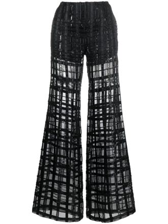 Alberta Ferretti pantalon palazzo &agrave; effet de transparence - Noir