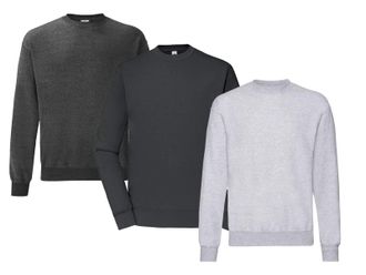 Fruit Of The Loom Herren Classic Set In Sweat, 3 Pack Sweatshirt, 1x Graphit + 1x Grau + 1x Dark Heather + 1 HL Kauf Notizblock, XXL (3er Pack)
