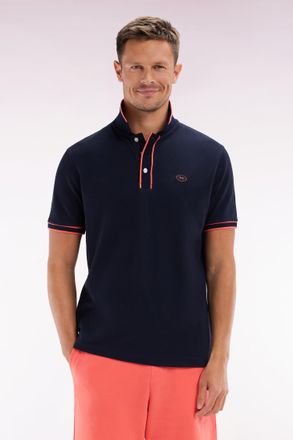 Eden Park Polo &Agrave; Manches Courtes En Coton Corail Rayures Color&eacute;es Coupe D&eacute;contract&eacute;e