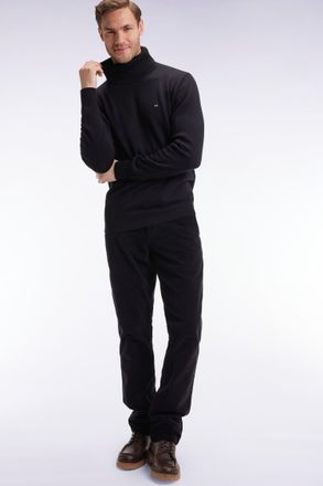 Eden Park Pantalon Chino Sans Plis En Velours Stretch Noir