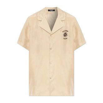 Balmain Homme, Chemises, Beige, Taille: M Chemise &agrave; Manches Courtes en Soie