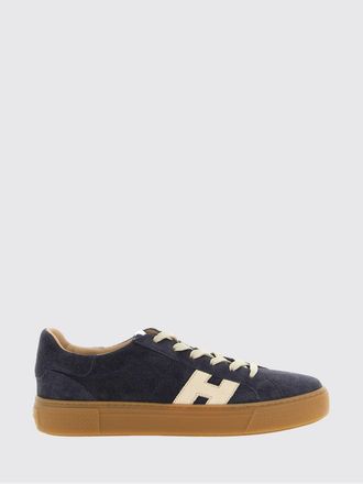 Hogan Baskets H705 en cuir de veau et su&egrave;de avec logo H contrastant