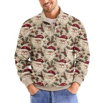 Generic Pull de Noël pour homme avec motif darbre de Noël amusant - Pull tricoté à rayures - Pull à manches longues - Pull de Noël pour homme, Kaki-C., 3XL