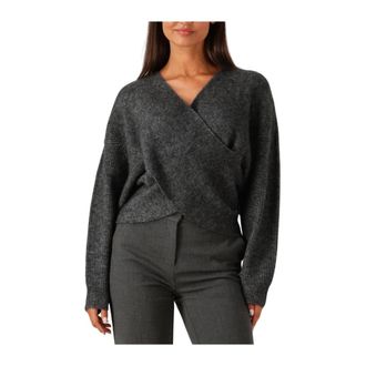 Moss Copenhagen Gem&uuml;tlicher Wrap-Pullover f&uuml;r den Herbst - - Knitwear - Damen - Grau - M