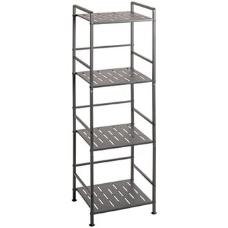 PEGANE Etag&egrave;re de 4 niveaux meuble de rangement en m&eacute;tal Gris anthracite - Longueur 33 x Hauteur 106 x Profondeur 28 cm