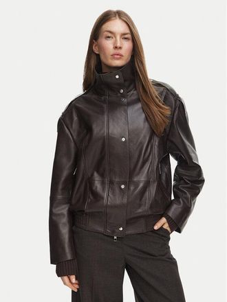 HUGO BOSS Lederjacke Savani 50567628 Dunkelbraun Regular Fit
