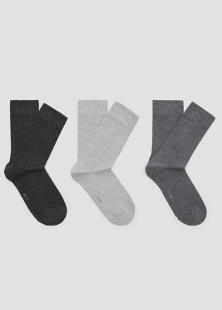 Mango Pack de 3 chaussettes longues en coton gris - Homme - 40-42 - MANGO MAN