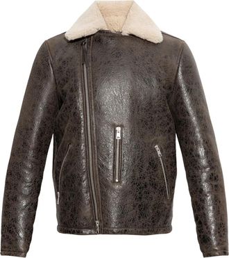 AllSaints Xylon Shearling Biker Jacket - - Jackets - Herren - Braun - XL