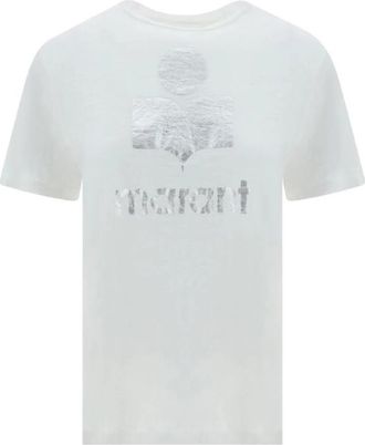 Isabel Marant Monogramm Leinen T-Shirt - - Tops - Damen - Wei&szlig; - S