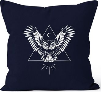 Autiga Kissenbezug Eule Kissen-H?lle Deko-Kissen 40x40 Baumwolle Navy Pullover