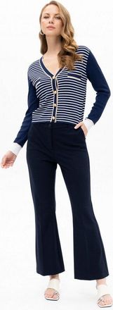 Passioni Cardigan gestreift mit Knopfleiste Gestreifter Cardigan mit tiefem V-Ausschnitt