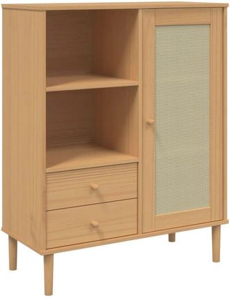vidaXL Highboard senja Rattan-Optik Braun 90x40x112 cm Kiefernholz - Vidaxl