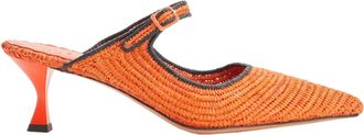 8 by YOOX RAFFIA MID-HEEL POINTY MULES