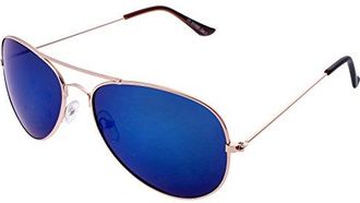 Miobo Lunettes de soleil avec monture en acier inoxydable et m&eacute;tal, Dor&eacute;/Bleu