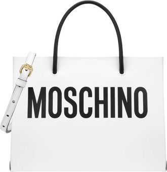 Moschino Logo-Print Leder-Tote - - Bags - Damen - Wei&szlig; - ONE SIZE