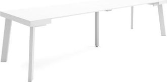 Skraut Home | Ausziehbarertisch | Multifunktionaler ausziehbarer | 300 | Für 14 Gäste | Hölzerne Beine | Moderner Stil | Weiß