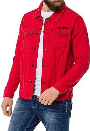 Cipo & Baxx CJ289 Veste demi-saison en coton avec poches pour homme, rouge, M