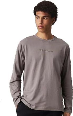 Calvin Klein Mens, L/S Crew Neck 000NM2771E, Khaki (Brushed Nickel), M