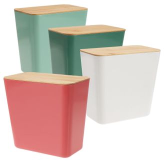 Com-Four 4x Vorratsdose mit Bambus-Deckel - Wiederverwendbare Aufbewahrungsboxen aus Kunststoff f&uuml;r Lebensmittel, Kosmetik & Kleinteile - ideal f&uuml;r Nudeln, Kaf