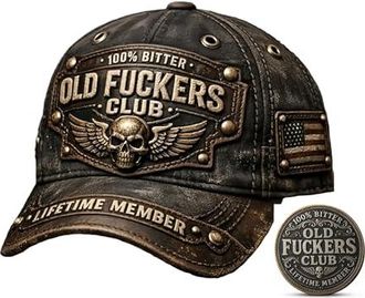 Generic Old Fuckers Club Casquette de baseball vintage, cadeau pour v&eacute;t&eacute;rans amers, noir