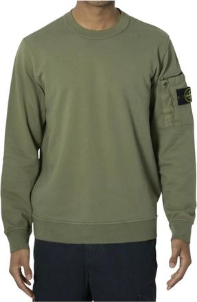Stone Island SweaT-shirt &agrave; col rond avec &eacute;cusson boussole - Homme - Sweatshirts et sweats &agrave; capuche - Vert - Taille: M