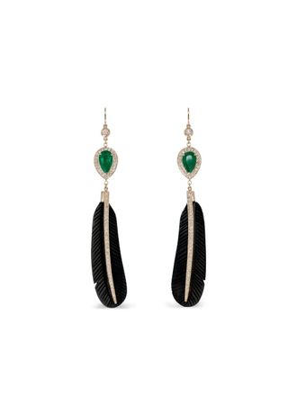 Jacquie Aiche 14kt Sophia Gelbgoldohrringe mit Smaragd und Diamanten
