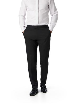 Strellson Herren Smoking-Hose schwarz Woll-Stretch Slim Fit