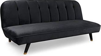 Menzzo Olympia Sofa aus Samt, Schwarz, 180