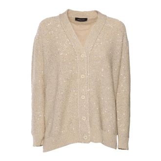 Fabiana Filippi Baumwollstrickjacke mit Pailletten - - Knitwear - Damen - Beige - XS