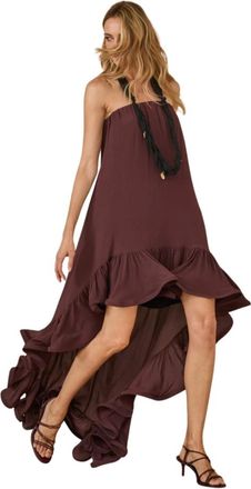 Souvenir Femme, Robes, Brun, Taille: 40 FR Robe Bandeau avec Ourlet Asym&eacute;trique