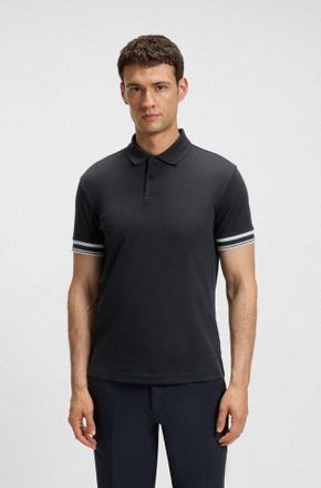 HUGO BOSS Poloshirt Polo Zone mit Piqu&eacute;-Streifen und einem Logo am &Auml;rmel