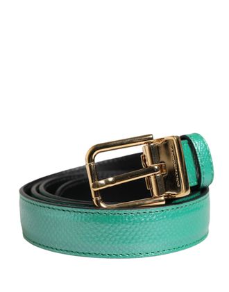 Dolce & Gabbana Men Green Classic Leather Metal Buckle Belt Calf