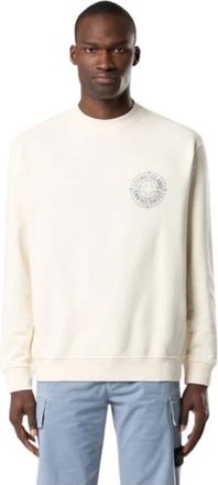 Stone Island Homme, Sweatshirts et sweats &agrave; capuche, Blanc, Taille: M Oversized Outline Compass Print SweaT-shirt