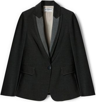 Motivi Femme, Vestes, Noir, Taille: 42 FR Blazer en Toile de Laine M&eacute;lang&eacute;e avec Surpiq&ucirc;res
