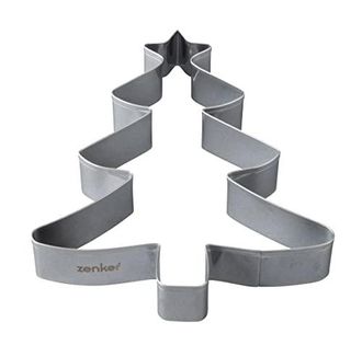 Zenker Emporte-pièce de Noël XL - Emporte-pièce de Noël pour délicieux biscuits de sapin et emporte-pièces 2 en 1 en acier inoxydable, 7719, argent