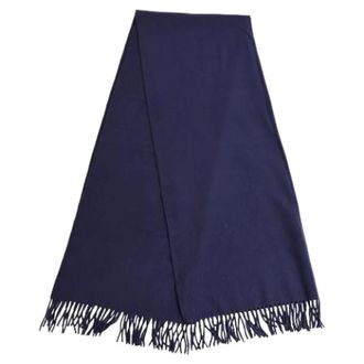 Acne Studios Pre-owned Fringed Scarf in Navy Blue Wool - - Pre-owned - Damen - Blau - ONE SIZE