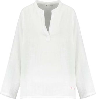 Les F&eacute;licit&eacute;s Blouse Coton Blanc Rose, Exclusivit&eacute; Lulli